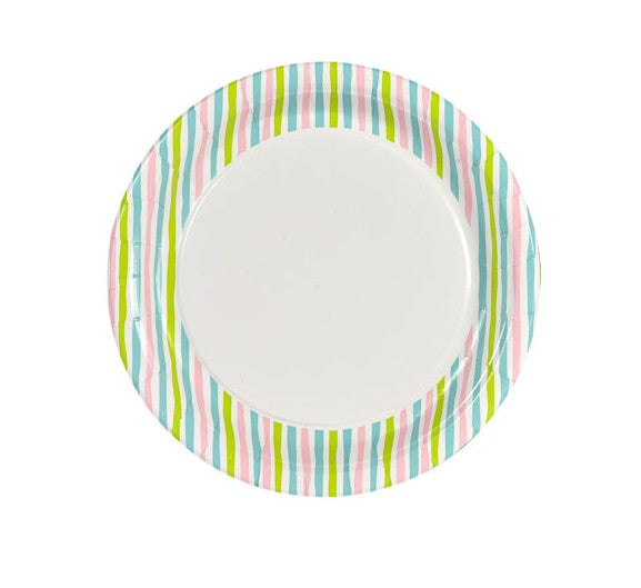Duni Stripes Multi Round Plates 22cm 10pcs (16 Units) — Capitol Essentials